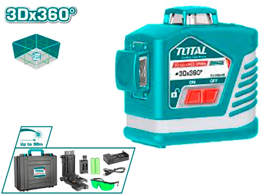 NIVEL LASER 360º BATERIA - 30M TOTAL (INCLUYE CARGADOR, GAFAS, CONECTOR ...